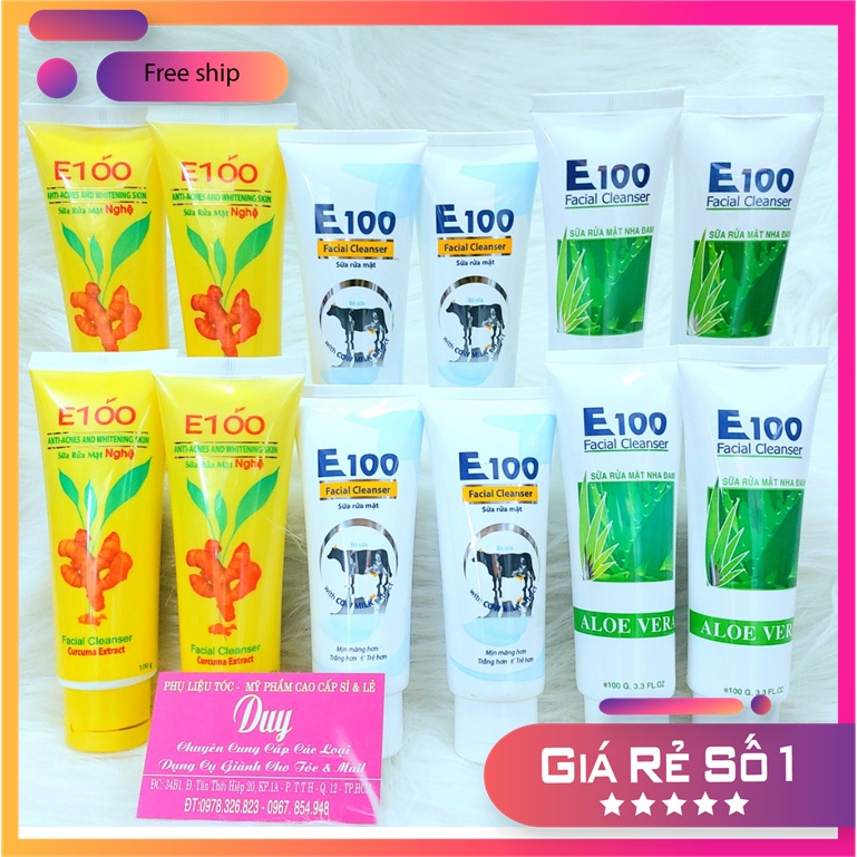 Sữa Rửa Mặt E100 100g - 80g - Nghệ - Bò - Nha Đam Cho Làn Da Sạch Và Sáng Mịn - Hàng Công Ty ...