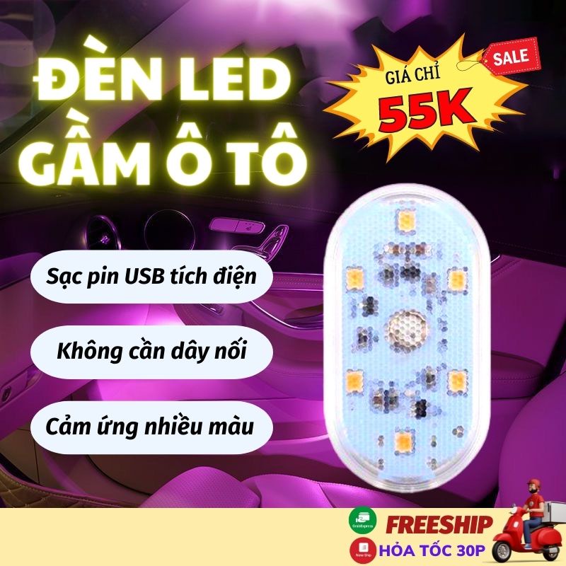 Đèn Led Gầm Ghế Ô Tô Đèn Gắn Trần Ô Tô Mini Cảm Ứng Không Dây Đèn Led Akio | Shopee Việt Nam