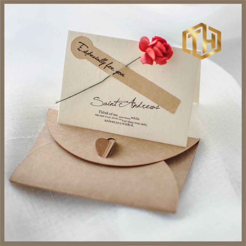 Combo 50 Thiệp Giấy Trang Trí Hoa Thủ Công, Thiệp Handmade Giấy Kraft ...