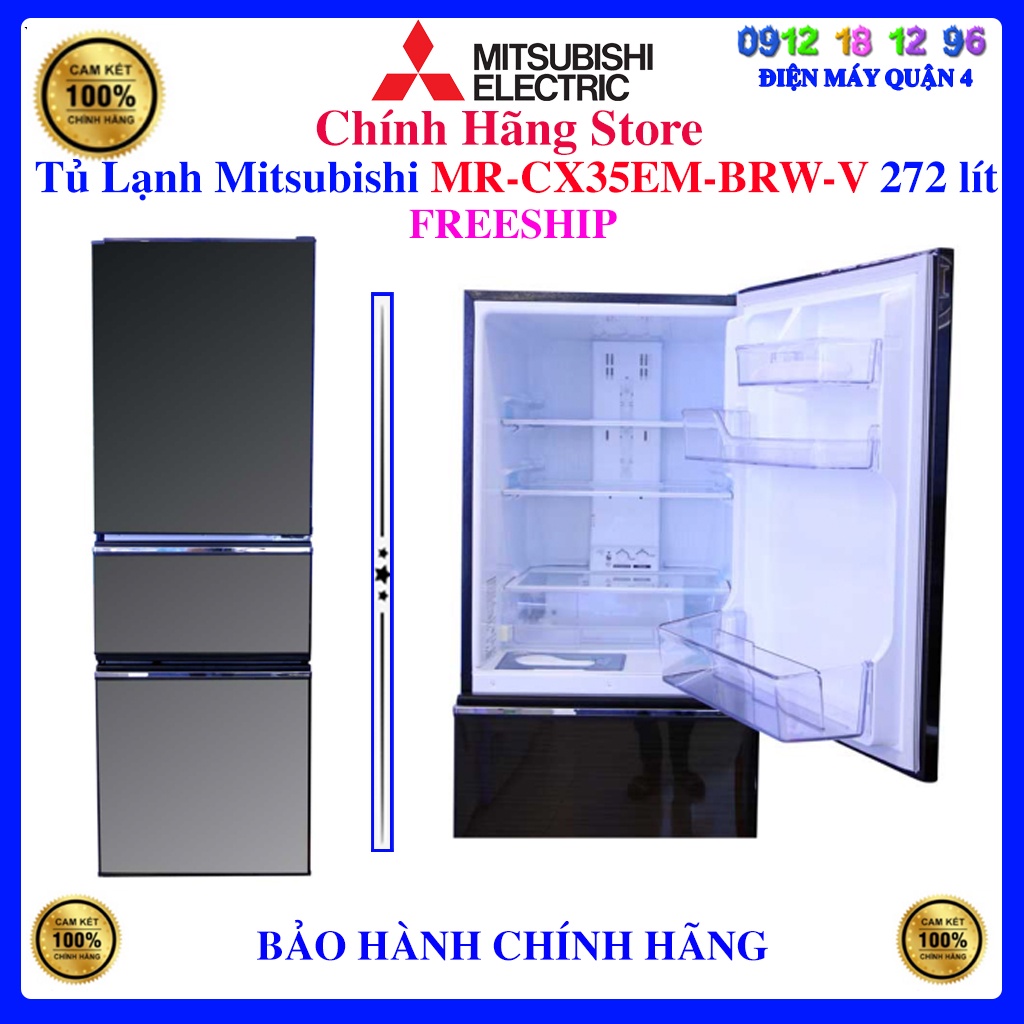 [MR-CX35EM-BRW] Tủ Lạnh Mitsubishi MR-CX35EM-BRW-V 272 lít, MR-CX35EM | Shopee Việt Nam