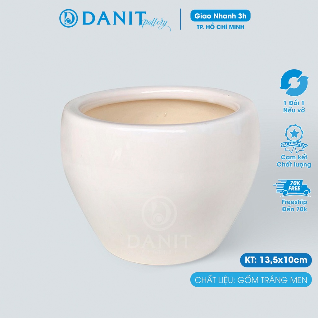 Chậu trồng cây gốm tráng men hình lu 13cm chậu trồng cây mini, chậu cây ...