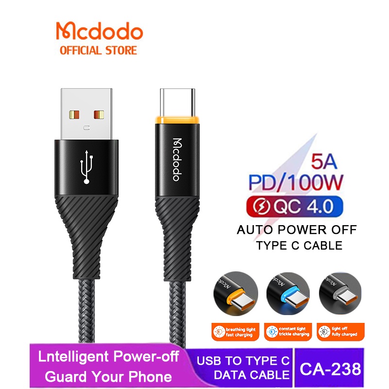 Dây cáp sạc nhanh MCDODO 6A 100W chuyển đổi USB sang Type C QC 4.0 VOOC SCP mới | Shopee Việt Nam