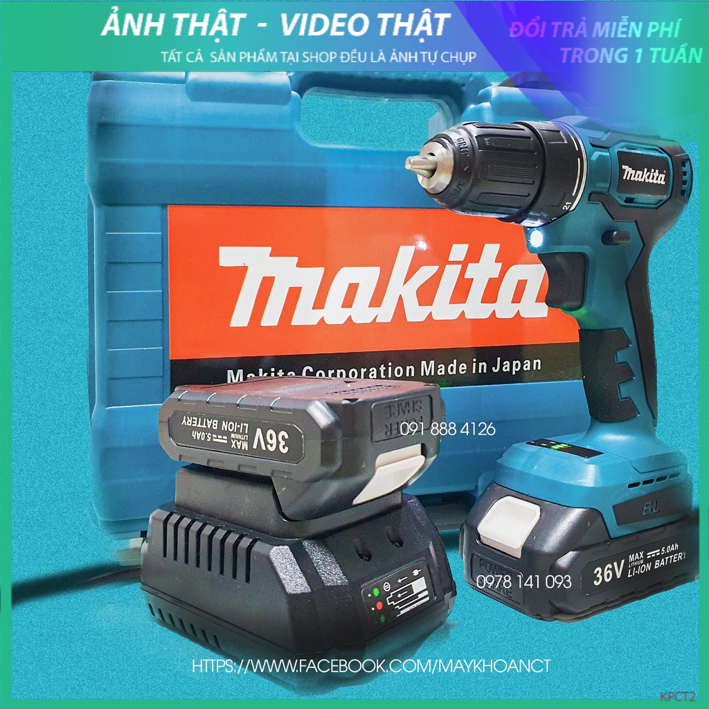 Máy khoan pin Makita 36v động cơ không chổi than vòng tua nhanh cục nhỏ gọn | Shopee Việt Nam