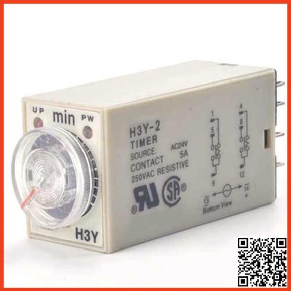 Timer mini H3Y-2 Rơ le đếm thời gian bằng núm vặn loại 8 chân nhỏ 12VDC tặng kèm chân đế PYF083A ...
