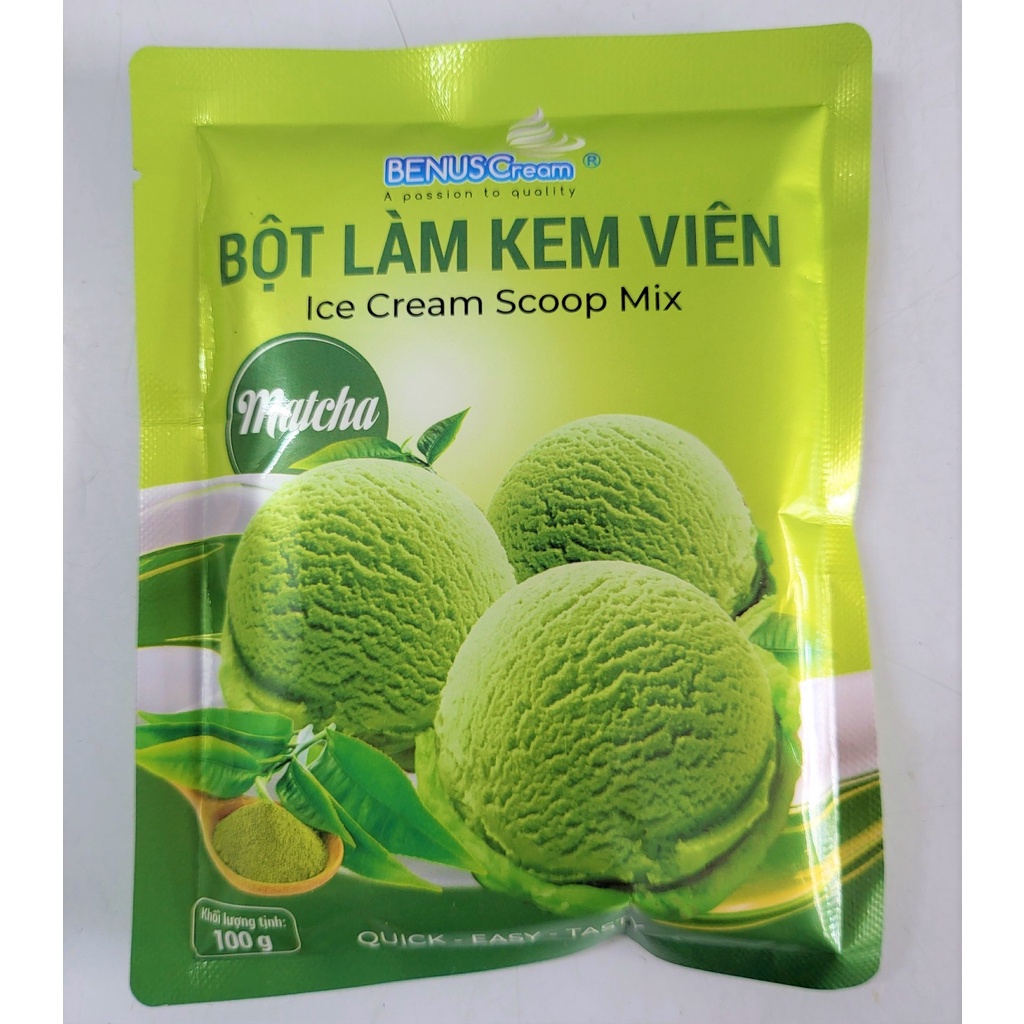 [Gói 100g – vị MATCHA ] BỘT LÀM KEM VIÊN [VN] BENUSCREAM Matcha Ice ...
