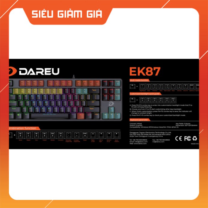 HOT- Bàn phím cơ Gaming Dareu EK87 - Black Multiled - New - Chính hãng ...