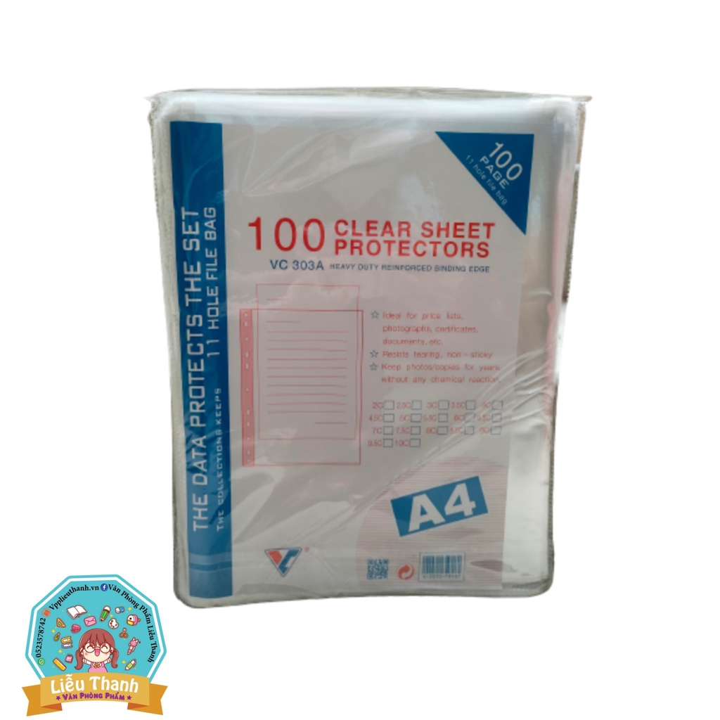 Bìa lỗ A4 320gr, 400gr tem xanh TQ-303 (100cái) | Shopee Việt Nam