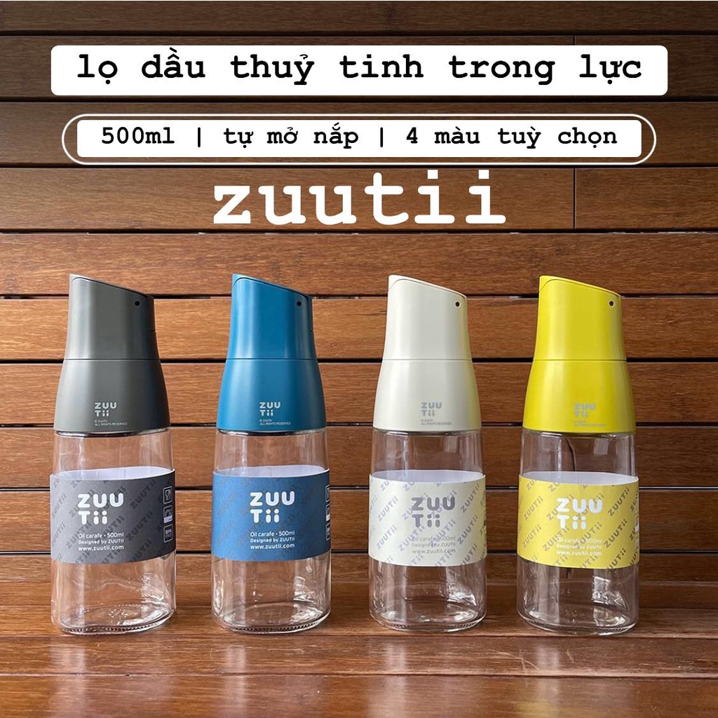 [Có sẵn] [Chính hãng] LỌ ĐỰNG DẦU ĂN TỰ MỞ NẮP THỦY TINH CAO CẤP ZUUTII 500ML | Shopee Việt Nam