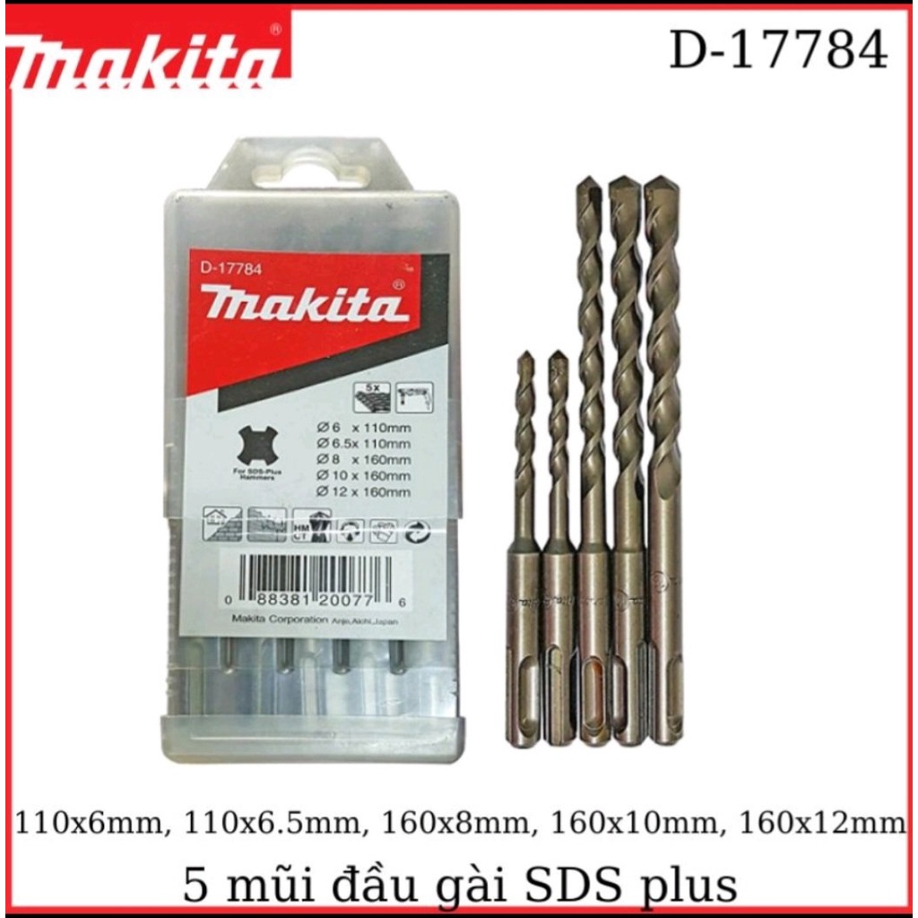 Bộ mũi khoan bê tông đầu gài SDS Makita D-17784 | Shopee Việt Nam