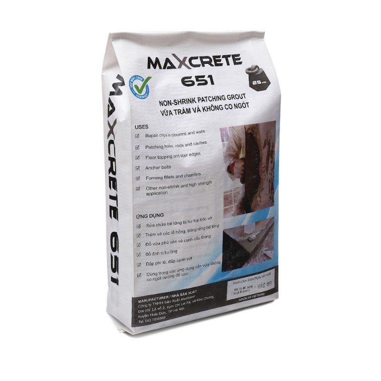 Maxcrete 651 25kg - Vữa trám vá sửa chữa bê tông cường độ cao (nhập ...