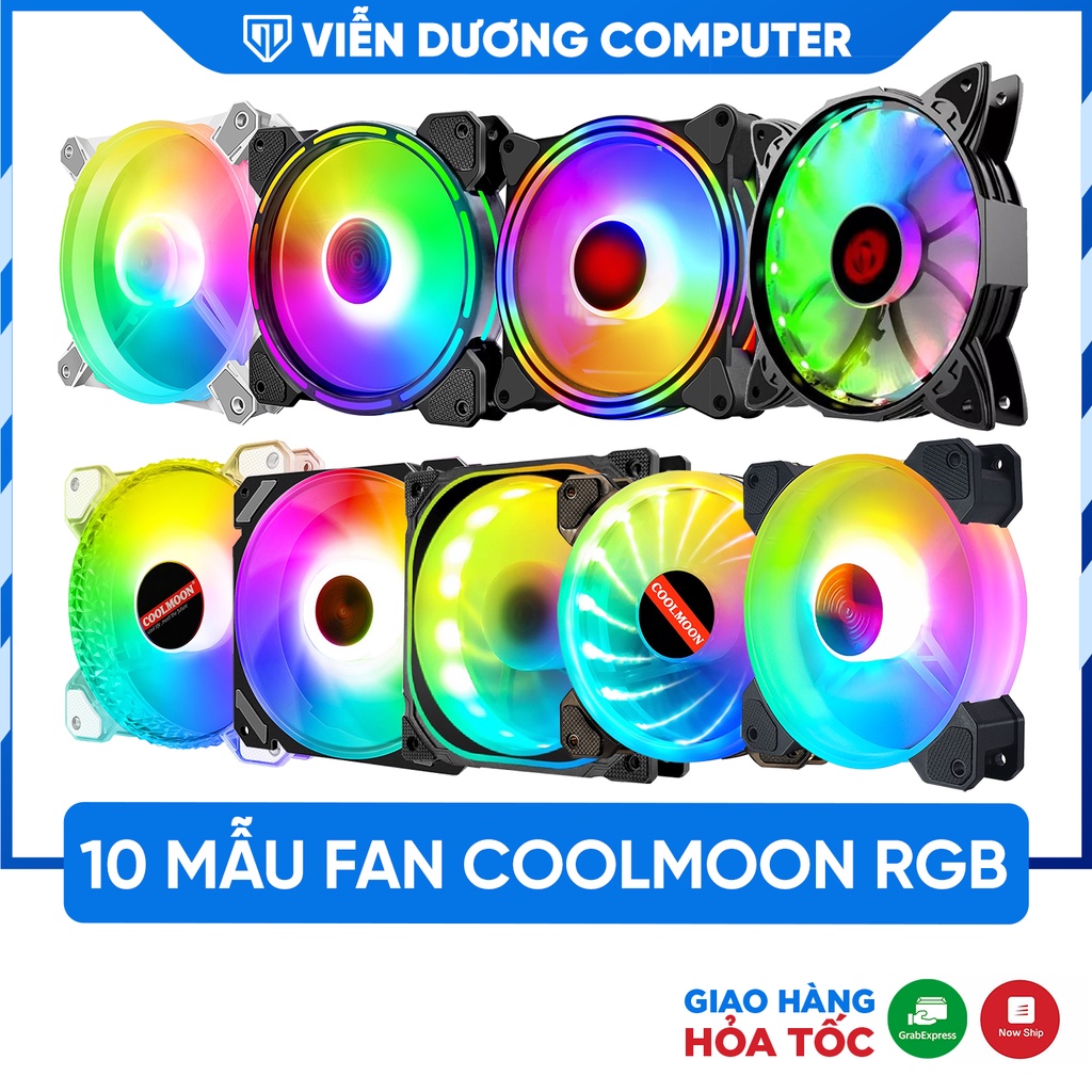 (BỘ 3 -> 8 FAN) Quạt tản nhiệt, Fan LED Coolmoon RGB đồng bộ Hub điều ...
