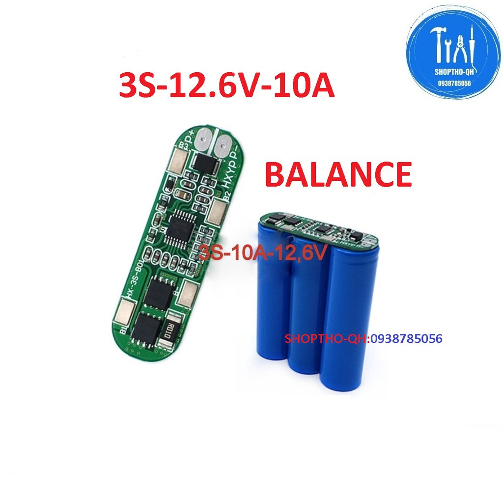 Mạch 3S -10A-12.6v, sạc và bảo vệ cell pin lion 18650,(HX-3S-B01 ...