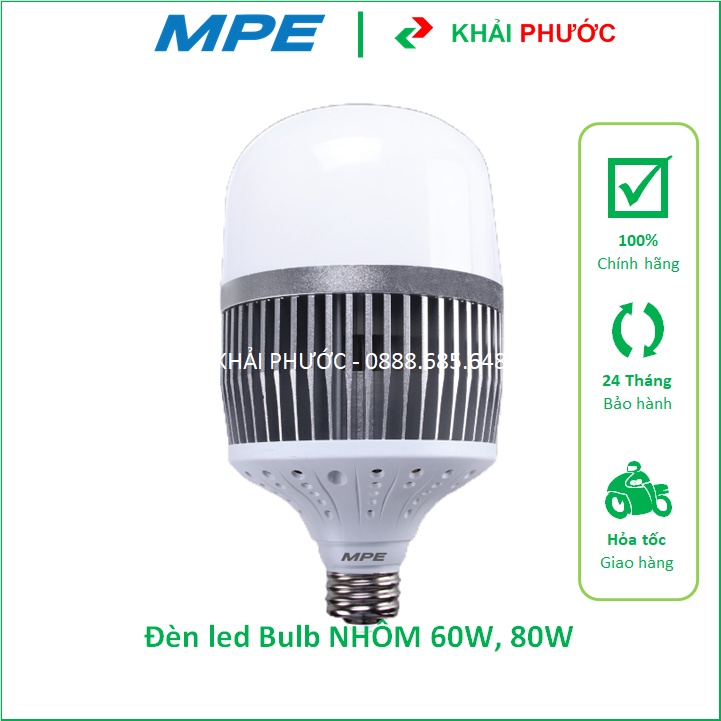 BÓNG ĐÈN LED BULB TRỤ BÚP NHÔM 60W 80W 100W ÁNH SÁNG TRẮNG LB LBA ĐUÔI ...
