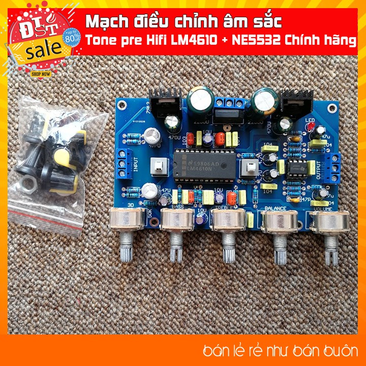Mạch điều chỉnh âm sắc Tone pre Hifi LM4610 NE5532 Chính hãng + Biến áp ...