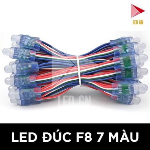 LED Đúc F8 12mm 7 Màu RGB - Chống Nước [ Dây 50 Bóng ] | Shopee Việt Nam