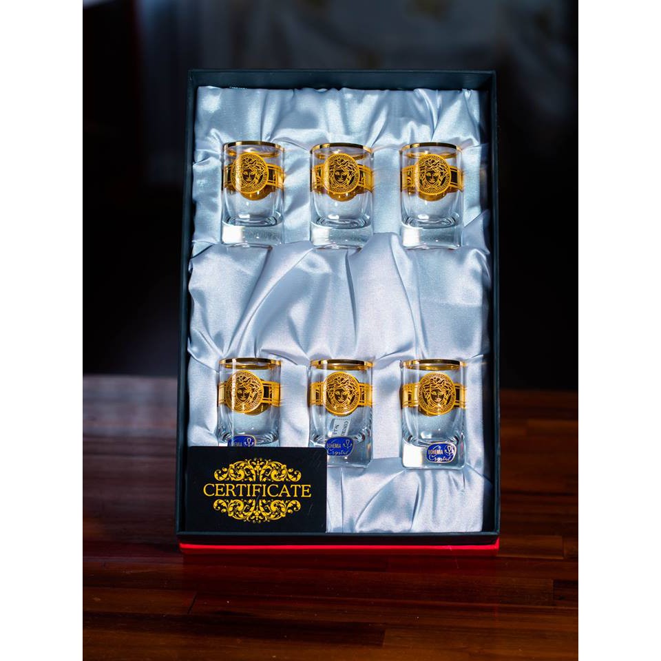 Bộ 6 Ly Shot Uống Ruou Mạnh Mạ Vàng - 45ml Versacee | Shopee Việt Nam