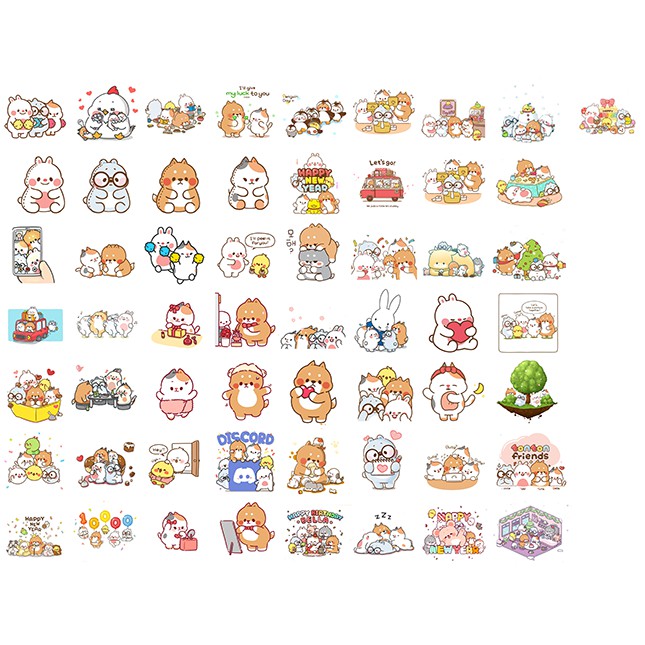 Set sticker tonton S50I20 Set Sticker PVC chủ đề trang trí xe mũ bảo ...