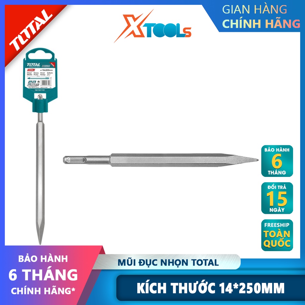 Mũi đục nhọn TOTAL TAC1511141 | mũi đục chiều dài 250mm đục, khoét các ...