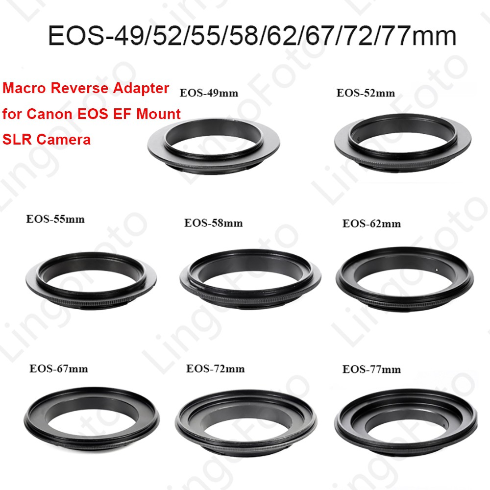 49 52 55 58 62 67 72 77mm Macro Lens Reverse Adapter Ring Cho Canon EOS ...