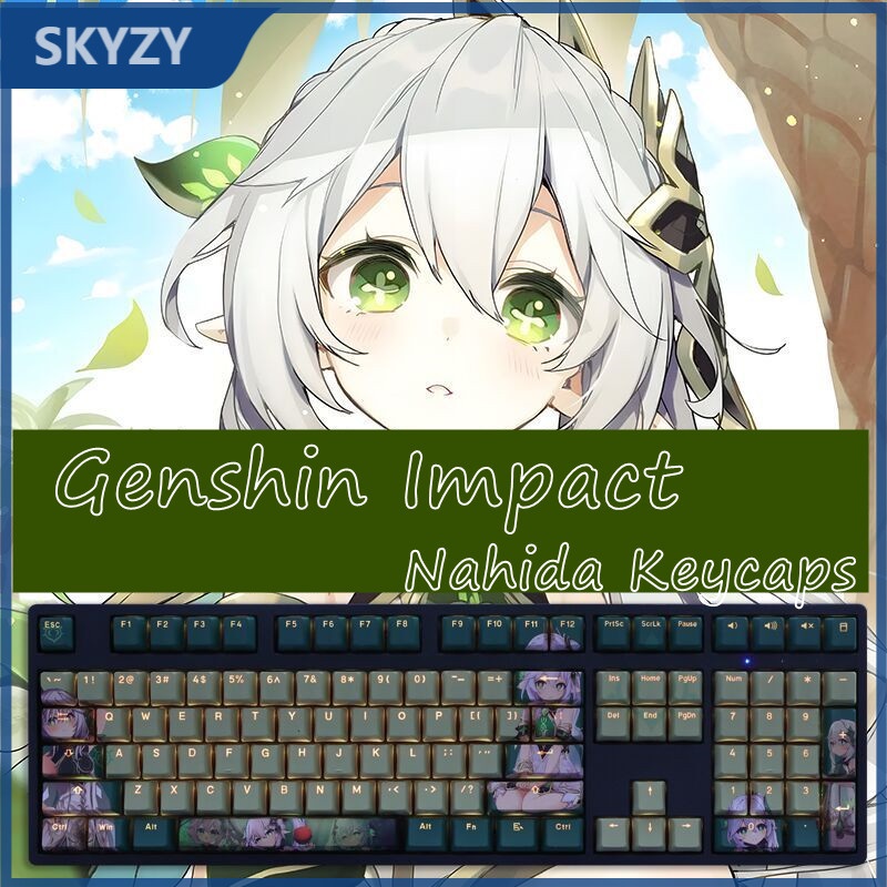 Nahida Keycaps Cherry Profile Genshin Impact Anime PBT Dye Sub Bàn phím ...