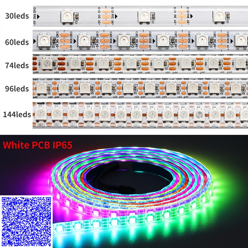 ĐÈN LED FULL MÀU NEOPIXEL ARGB WS2812B 60LED/MÉT CUỘN 5 MÉT ĐIỆN ÁP 5V ...