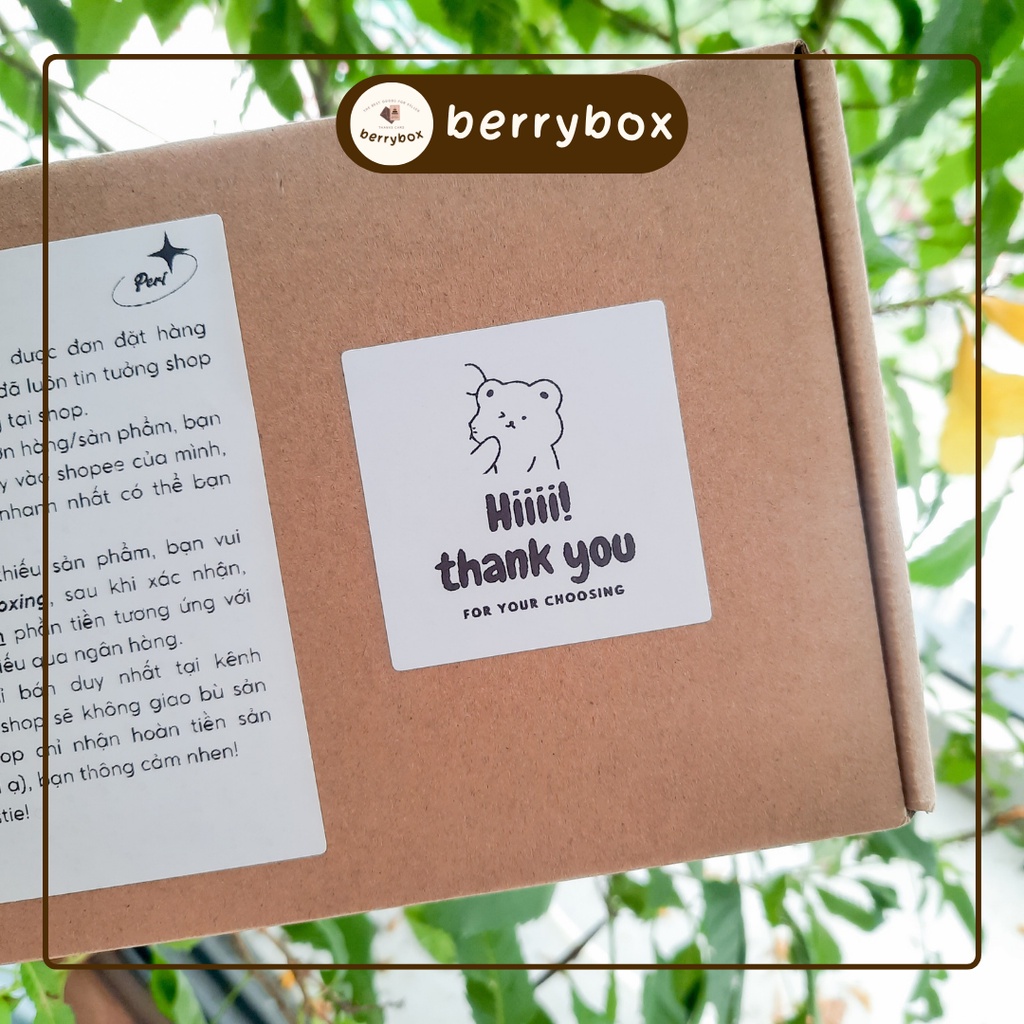 Cá | Set 50 sticker trang trí có keo dán, HII THANK U size vuông mini ...