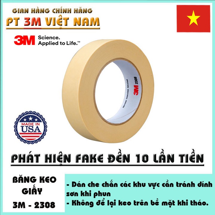 Băng Keo Giấy 1 Mặt 3M 2308 Masking Tape | Shopee Việt Nam
