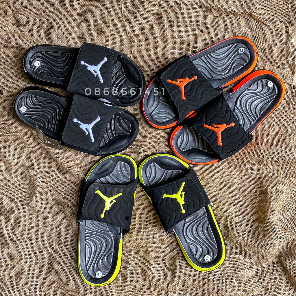 dép jordan 3 màu đen quai nhung kèm hộp dành cho nam nữ | Shopee Việt Nam