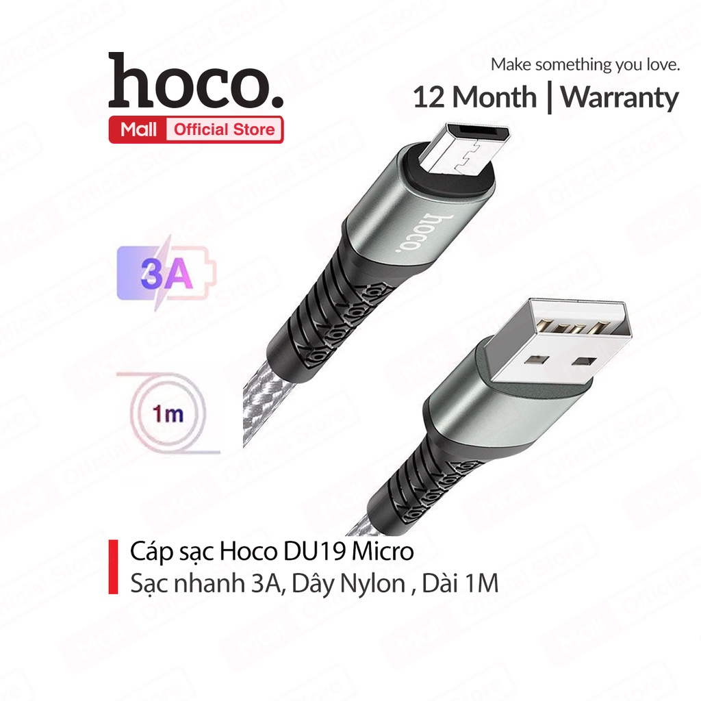 Cáp sạc 3A Hoco DU19 Micro dây dù chống gãy gập truyền dữ liệu nhanh ...