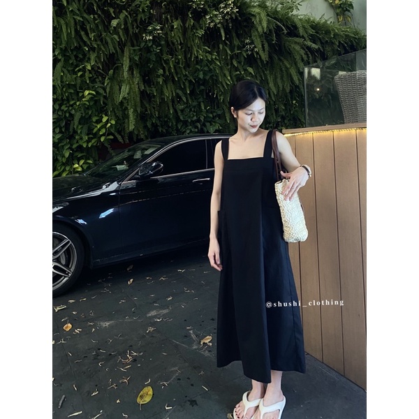 SHU SHI - Váy Linen 2 Dây Bản To 2 Túi Trước ( ảnh chính chủ ) | Shopee Việt Nam