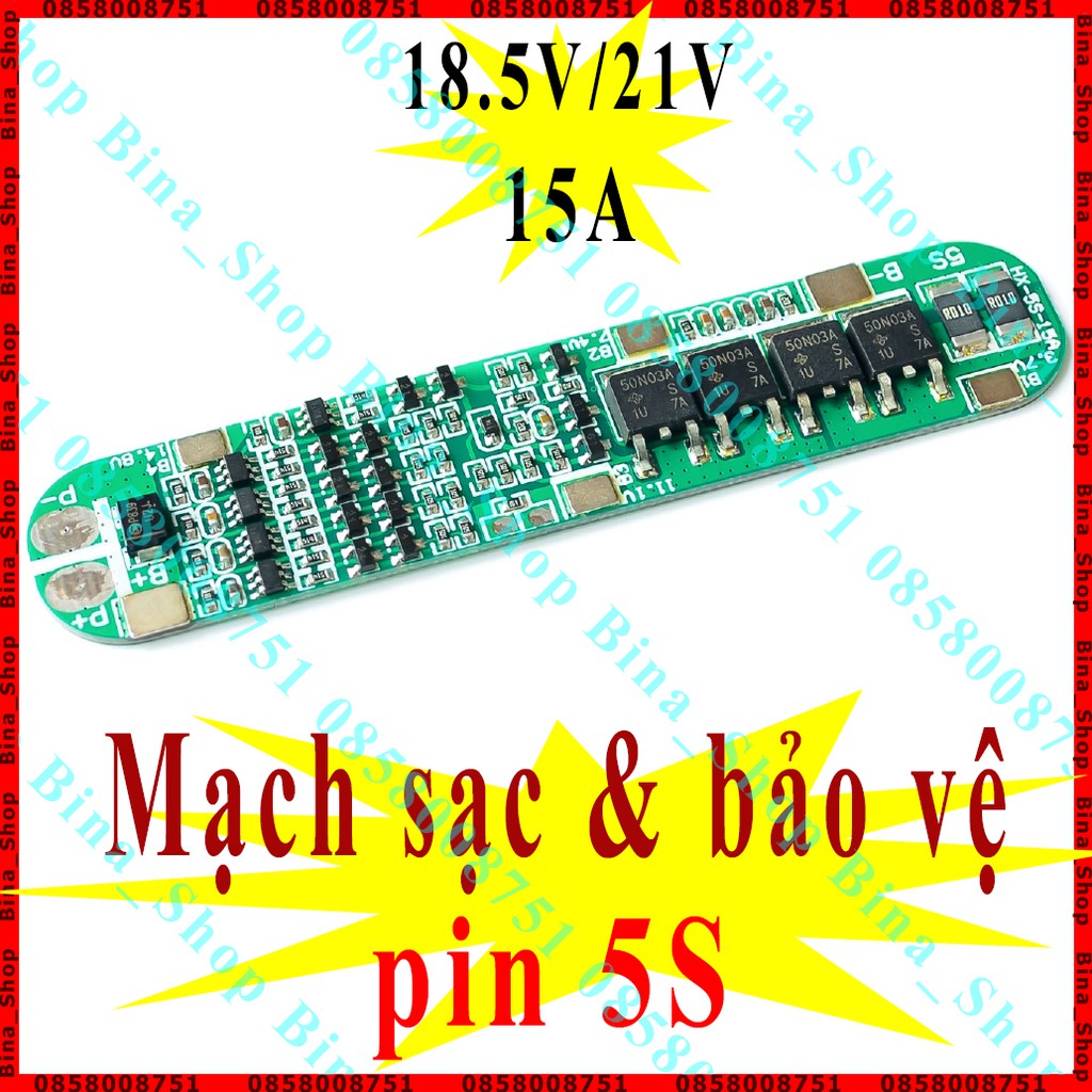 Mạch sạc bảo vệ pin 5S 15A 18.5V/21V lithium 18650 | Shopee Việt Nam