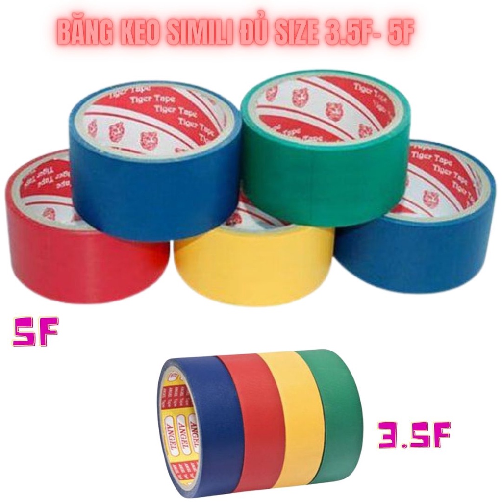 Băng keo simili đủ size 3.5f 5f băng keo dán gáy tập dán lề đủ màu Lá ...