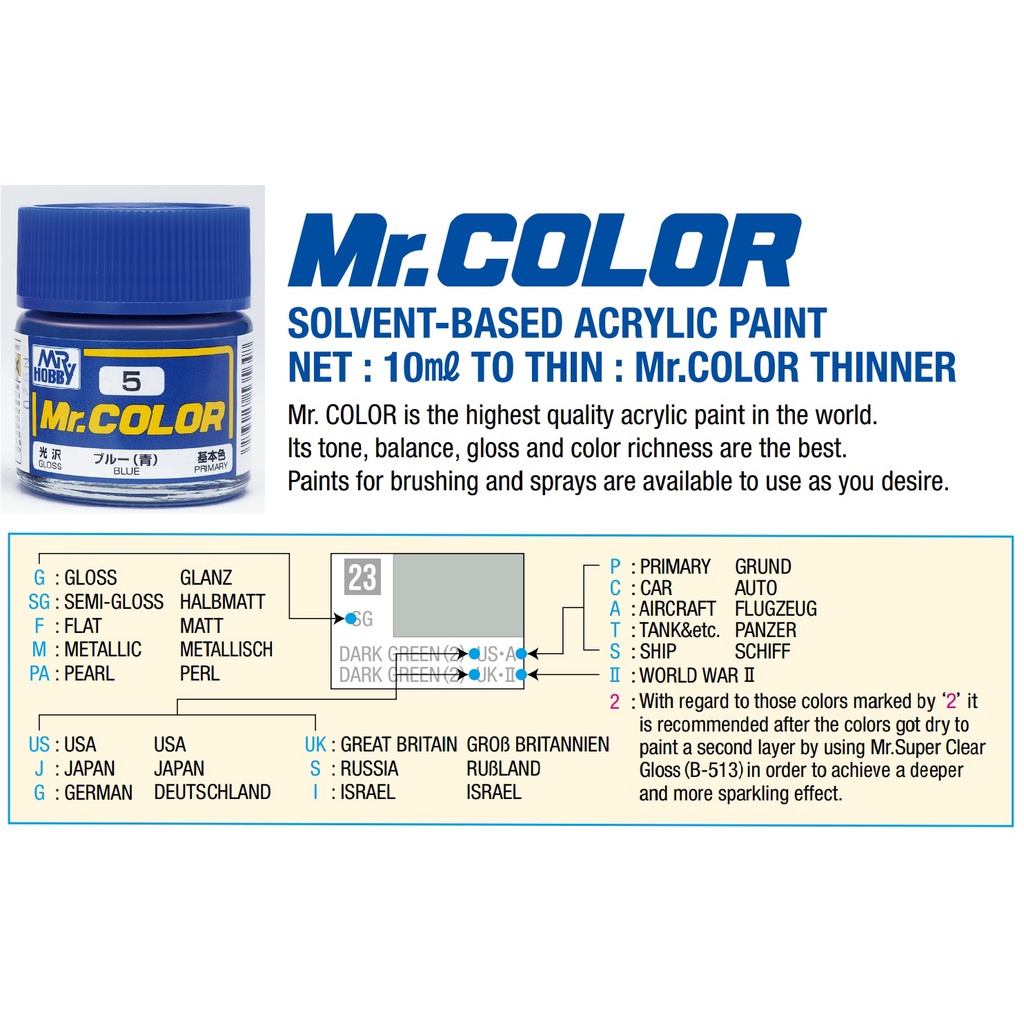 SƠN MÔ HÌNH MR. HOBBY - MR. COLOR (C63~C90) | Shopee Việt Nam