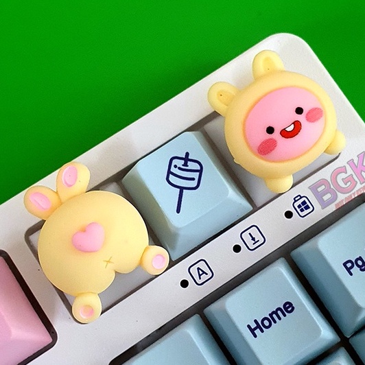 Bộ Keycap 2 Nút Đầu và Mông Thỏ Vàng Cực Kute ( keycap Artisan, keycap ...