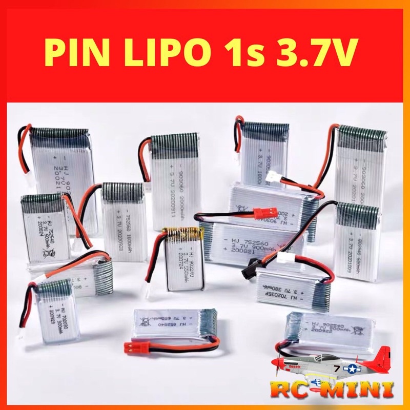 Pin lipo 3.7V 1s dung lượng 350mah, 500mah, 600mah | Shopee Việt Nam