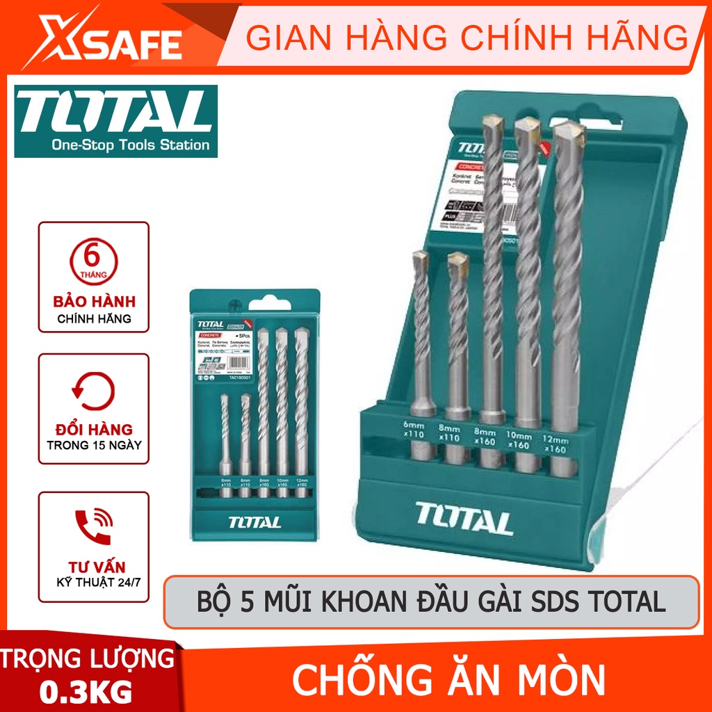 Bộ 5 mũi khoan bê tông TOTAL TAC190501 5 mũi khoan đuôi khe phủ lớp ...