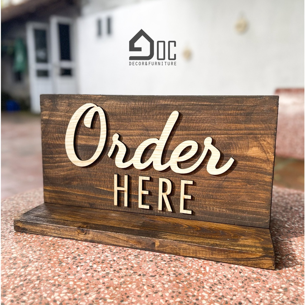 Biển Bảng Gỗ Order Here Gọi Món Tại Đây Có Đế, Dây Treo Wooden | Shopee ...