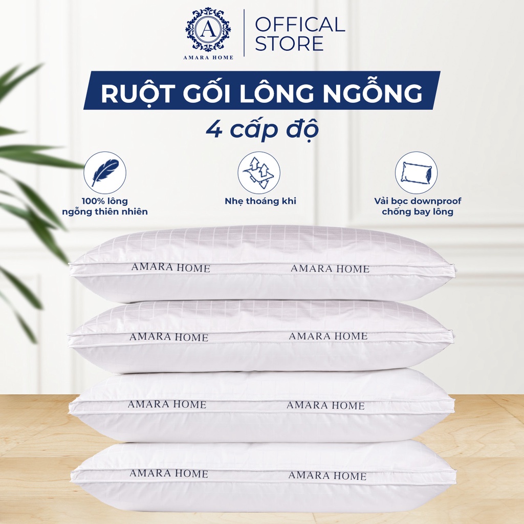 Ruột Gối Lông Ngỗng Tự Nhiên AMARA 4 Cấp Độ - Vải Bọc Chống Thoát Lông ...