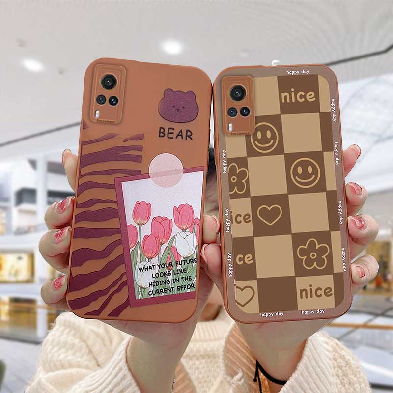 Square Border Samsung Phone Case Lattice Bear Camera Hole A03S A12 A32 ...