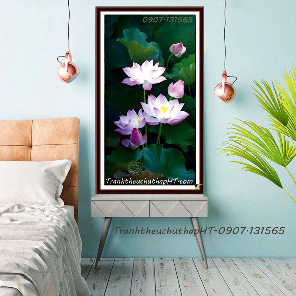 Tranh đính đá Hoa sen khoe sắc LV246 (tự làm) | Shopee Việt Nam