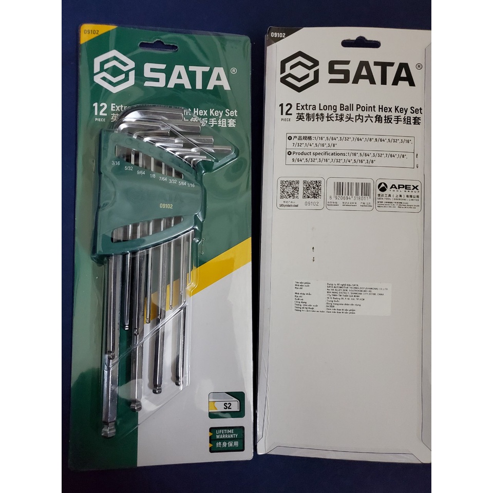 Bộ lục giác đầu bi dài hệ inch Sata 09102 sata 09105 | Shopee Việt Nam