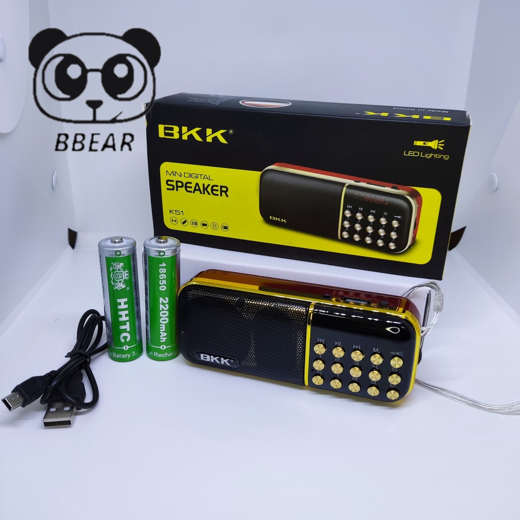 Loa Nghe Nhạc Thẻ Nhớ BKK K51 B851 B851S Có Đèn Pin - 2 Pin, Nghe Thẻ Nhớ, USB, FM Radio, Có ...