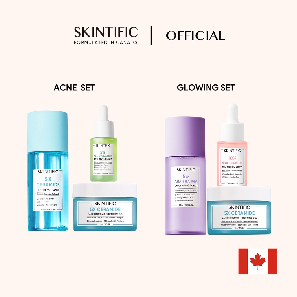 SKINTIFIC Combo 3PCS-gồm Toner tẩy tế bào chết 80ml+Toner 80ml+Serum ...