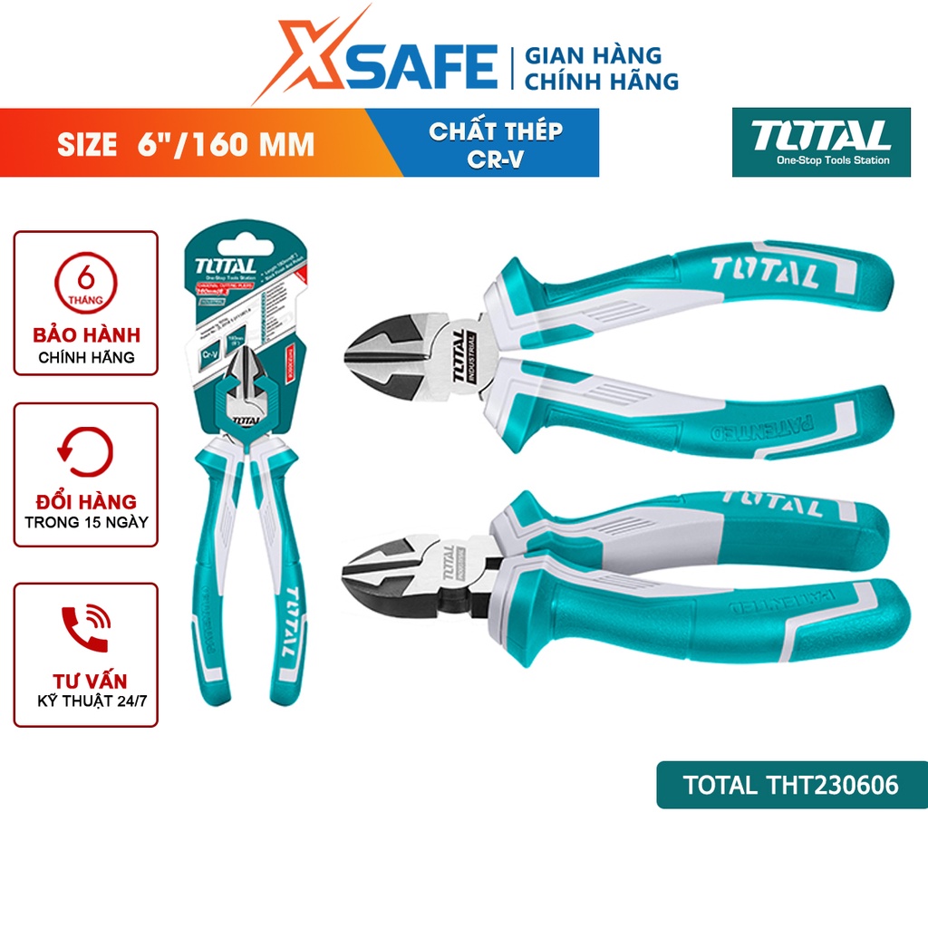 Kìm cắt dây điện TOTAL THT230606 kích cỡ 6"/160mm thép CR-V, tay cầm ...