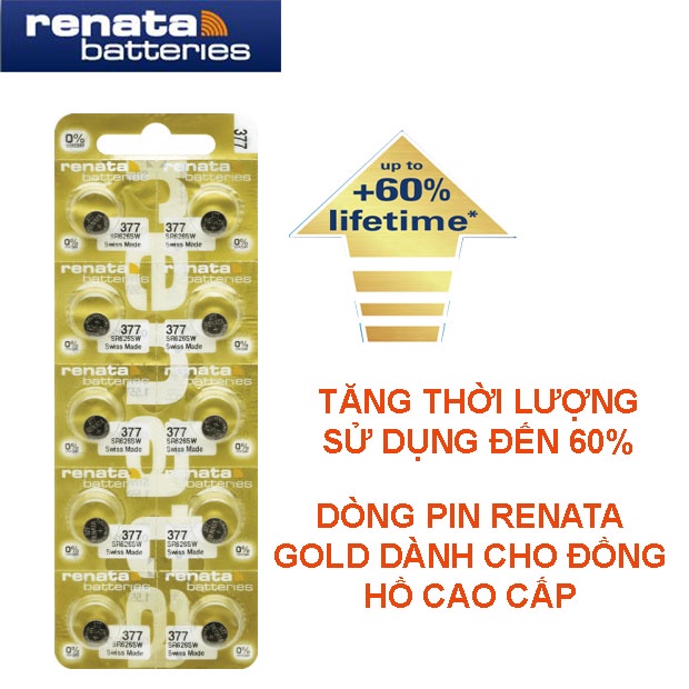 [Premium Extra-Long Life] Pin đồng hồ Thụy Sỹ RENATA 377 SR626SW dành ...