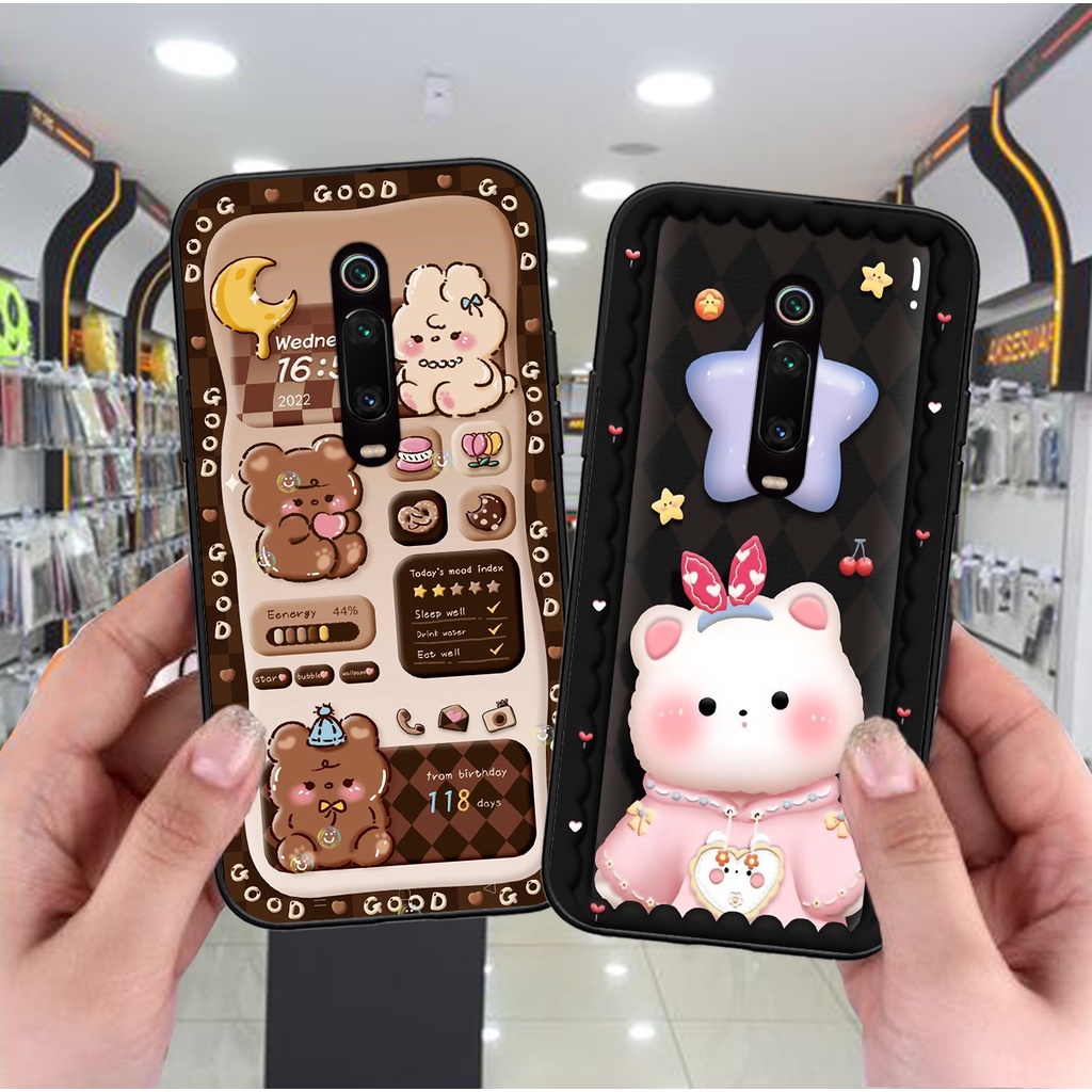 Ốp Xiaomi Redmi K20 / MI 9T / K30 / K30 5G in hình gấu caro đen trắng dễ thương siêu bền ...