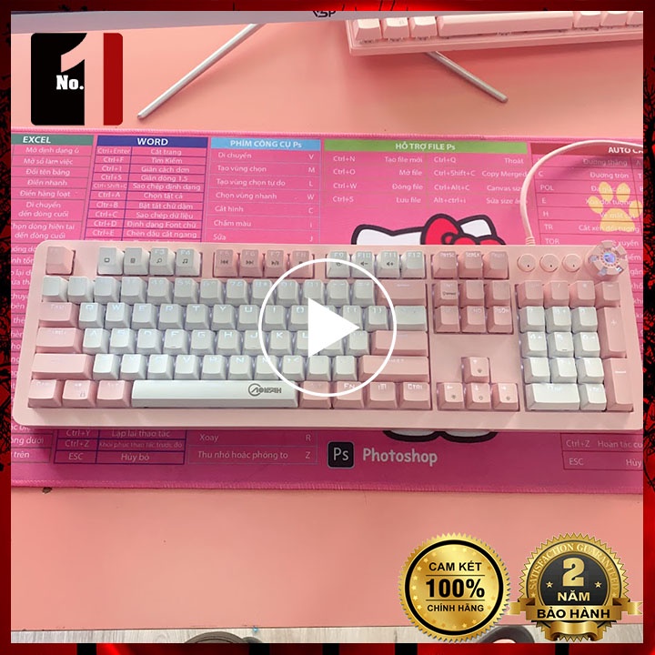 Bàn Phím Cơ Gaming Keycap Xuyên Led Màu Hồng AOYEAH K169 Led Rgb Bàn ...
