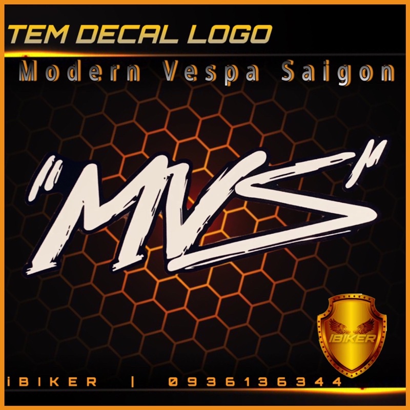 Tem Sticker Logo MVS Modern Vespa Saigon 12x4cm chất liệu decal chính ...