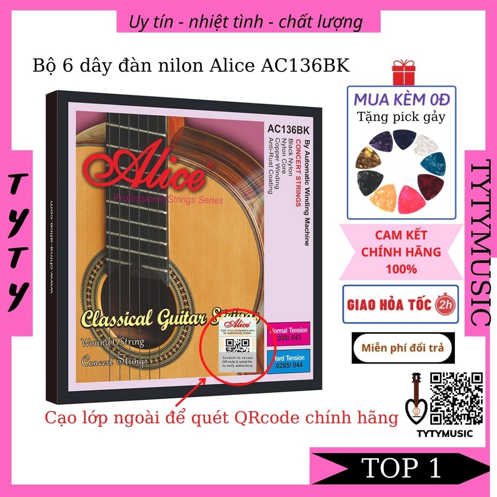 Dây đàn guitar nilon CLASSIC cao cấp nhập khẩu chính hãng Alice AC136BK TYTYmusic | Shopee Việt Nam