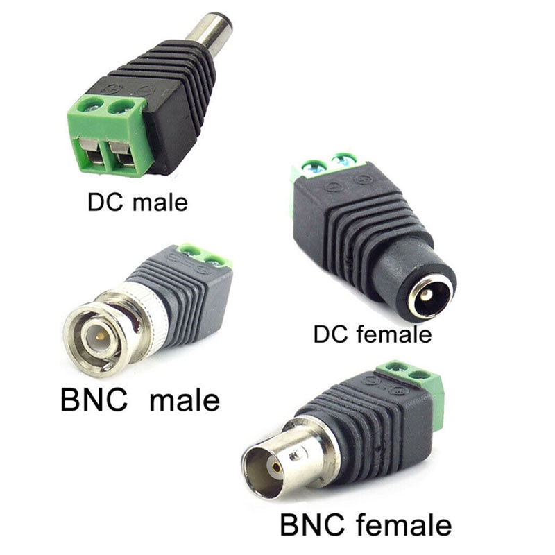 Set 2 Đầu Nối Chuyển Đổi Video Balun CAT5 12V DC BNC Male Female Cho ...